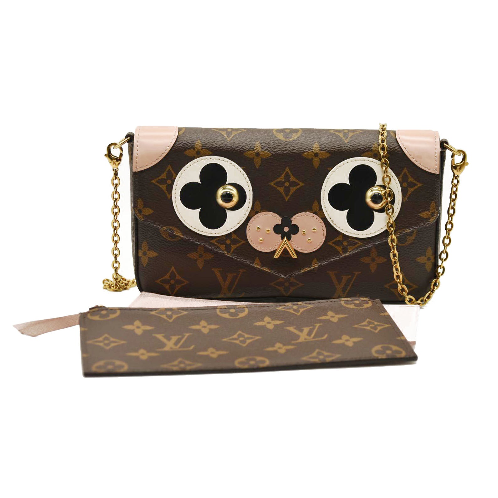 Louis Vuitton Monogram Valentine Dog Pochette Felicie Chain Wallet ...